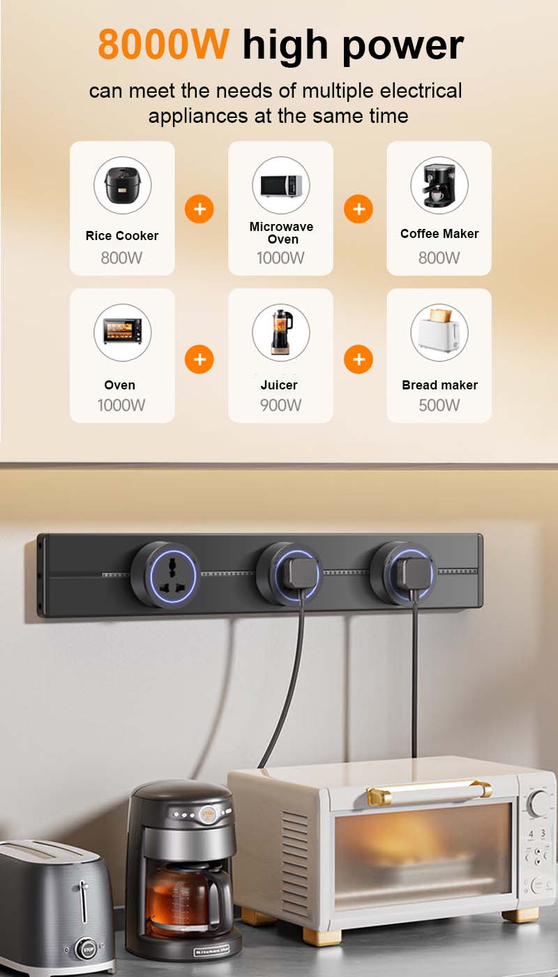 Waterproof Power Track Socket 32A Power Line with 13A Flat Pin Adapter ...