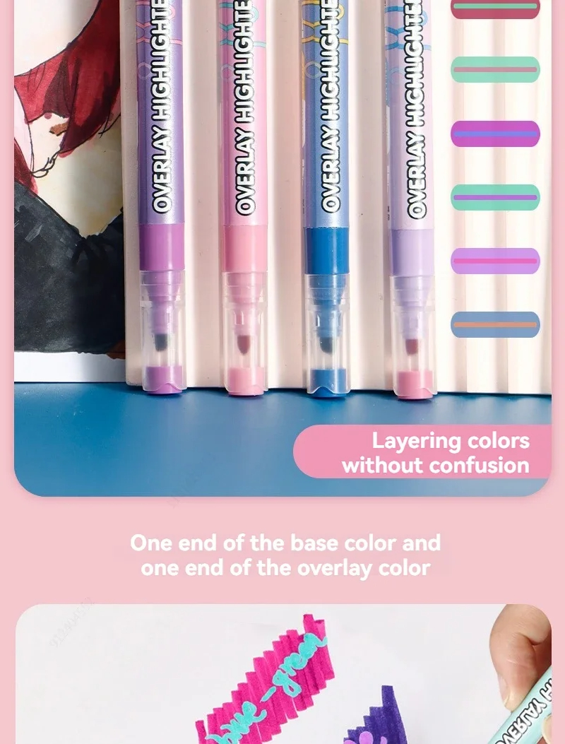 16 Colors Magic Overlay Highlighter Pen Set Student Diary Scrapbook ...
