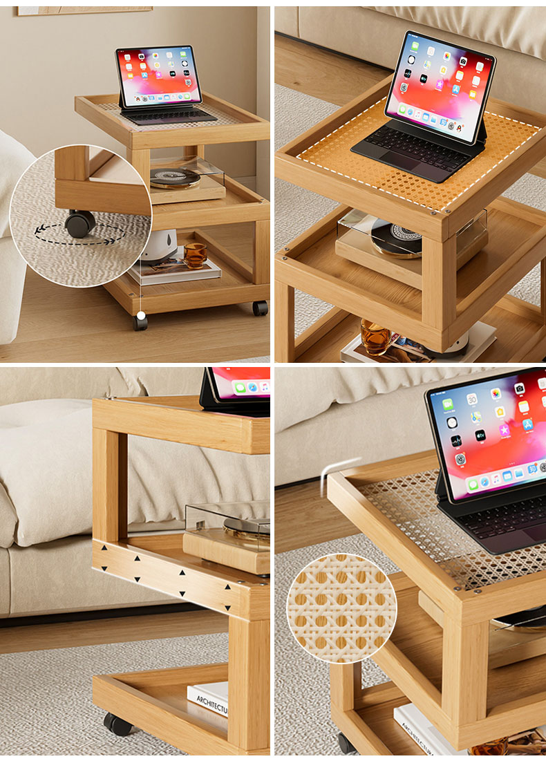 Retro Table Movable 2-4-layer Storage Rack Minimalist Coffee Table ...