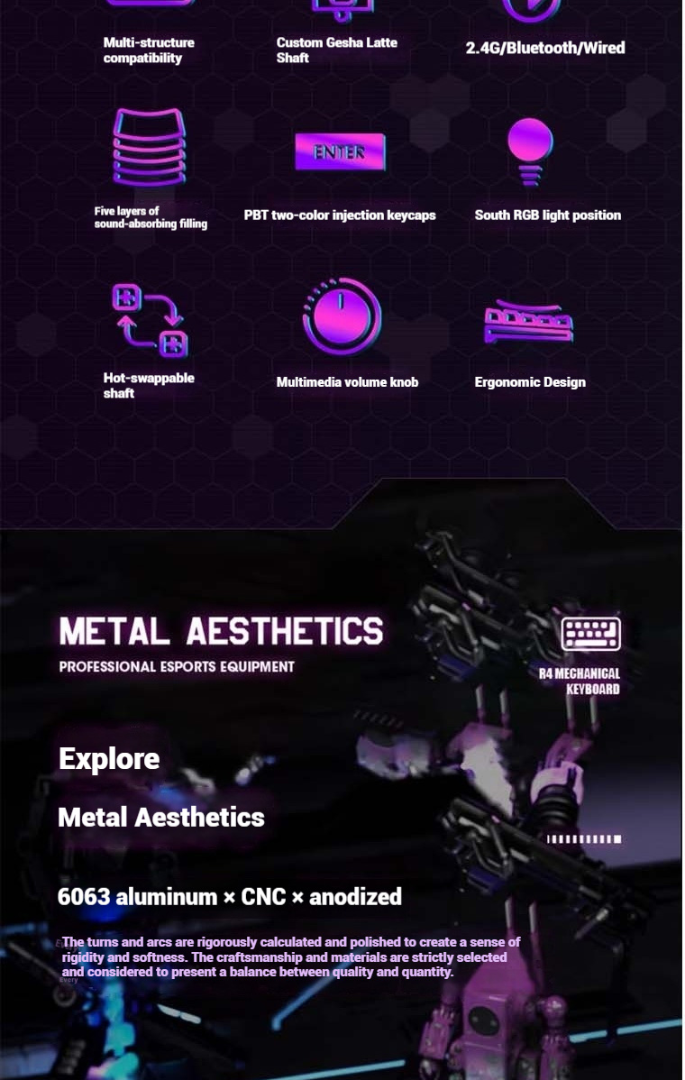 James donkey R4 Wireless keyboard Aluminum Turd three mode custom 75 ...