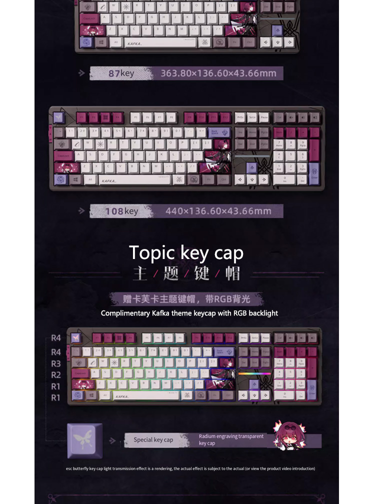 MIHOYO Kafka Honkai: Star Rail character themed backlit mechanical ...