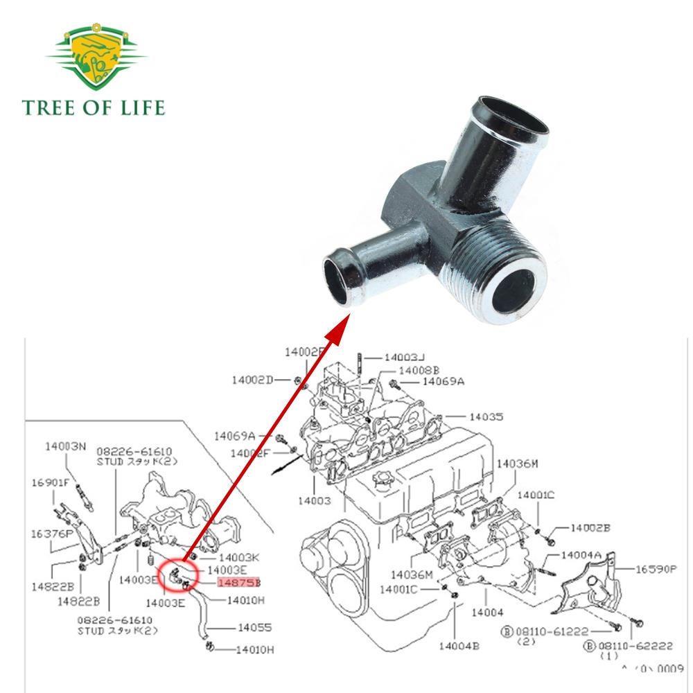 Water Coolant Fitting 3 Way Connector 14075-W0401 For Nissan Truck ...