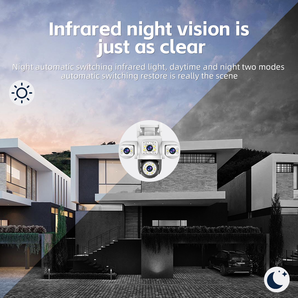 LLSEE YOOSEE three lens 12MP 6K monitor wireless WIFI outdoor camera ...