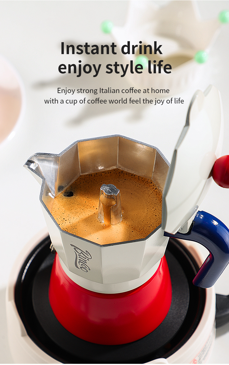 BINCOO Single Valve Moka Pot Home Style Small Coffee Pot Brewing Coffee Set Concentrate ...