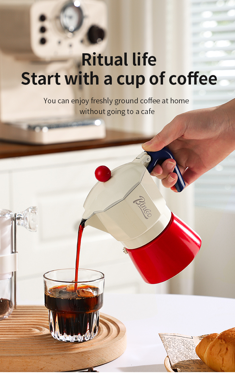BINCOO Single Valve Moka Pot Home Style Small Coffee Pot Brewing Coffee Set Concentrate ...