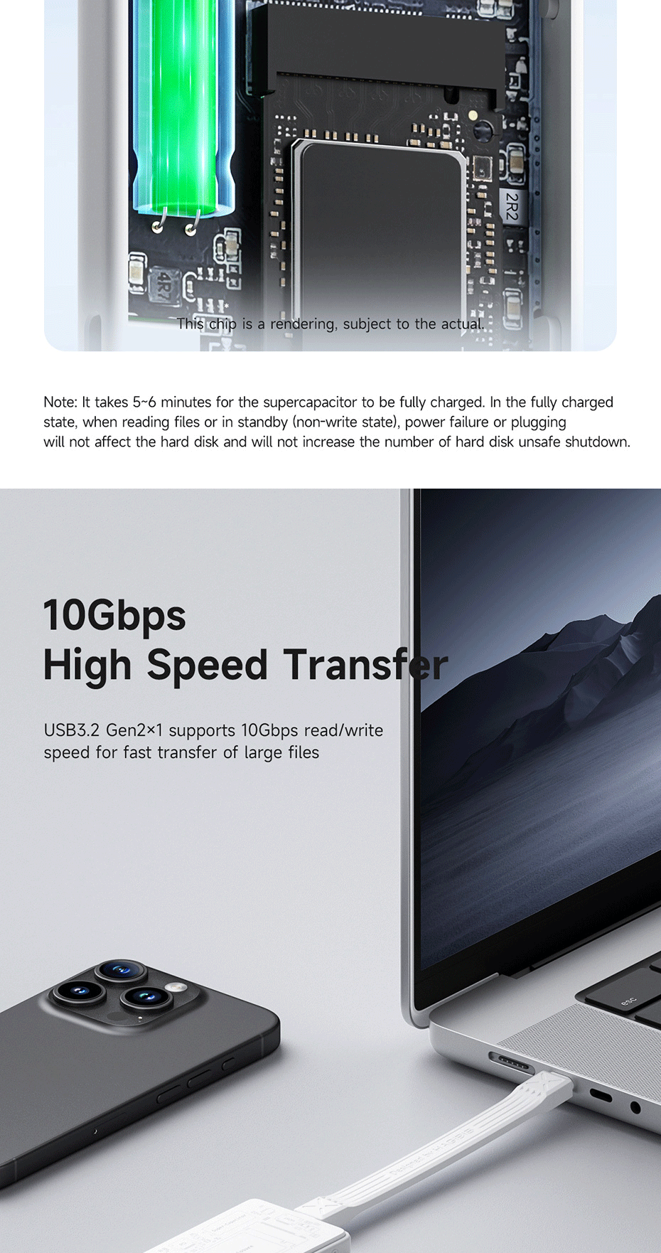 HAGiBiS USB C 3.2 Gen2 M.2 NVMe SSD Enclosure With PD USB 2.0 (100W ...