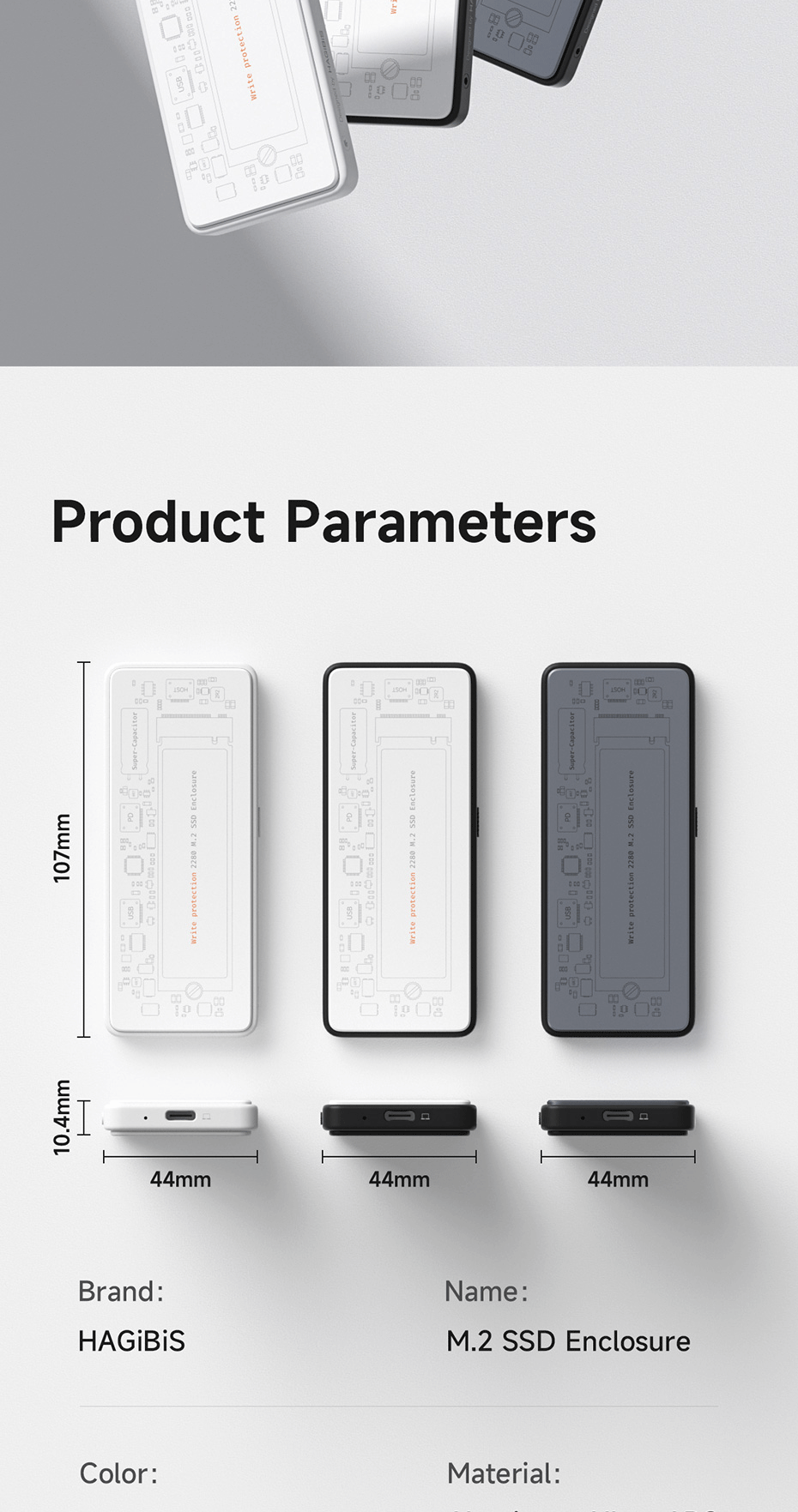 HAGiBiS USB C 3.2 Gen2 M.2 NVMe SSD Enclosure With PD USB 2.0 (100W ...