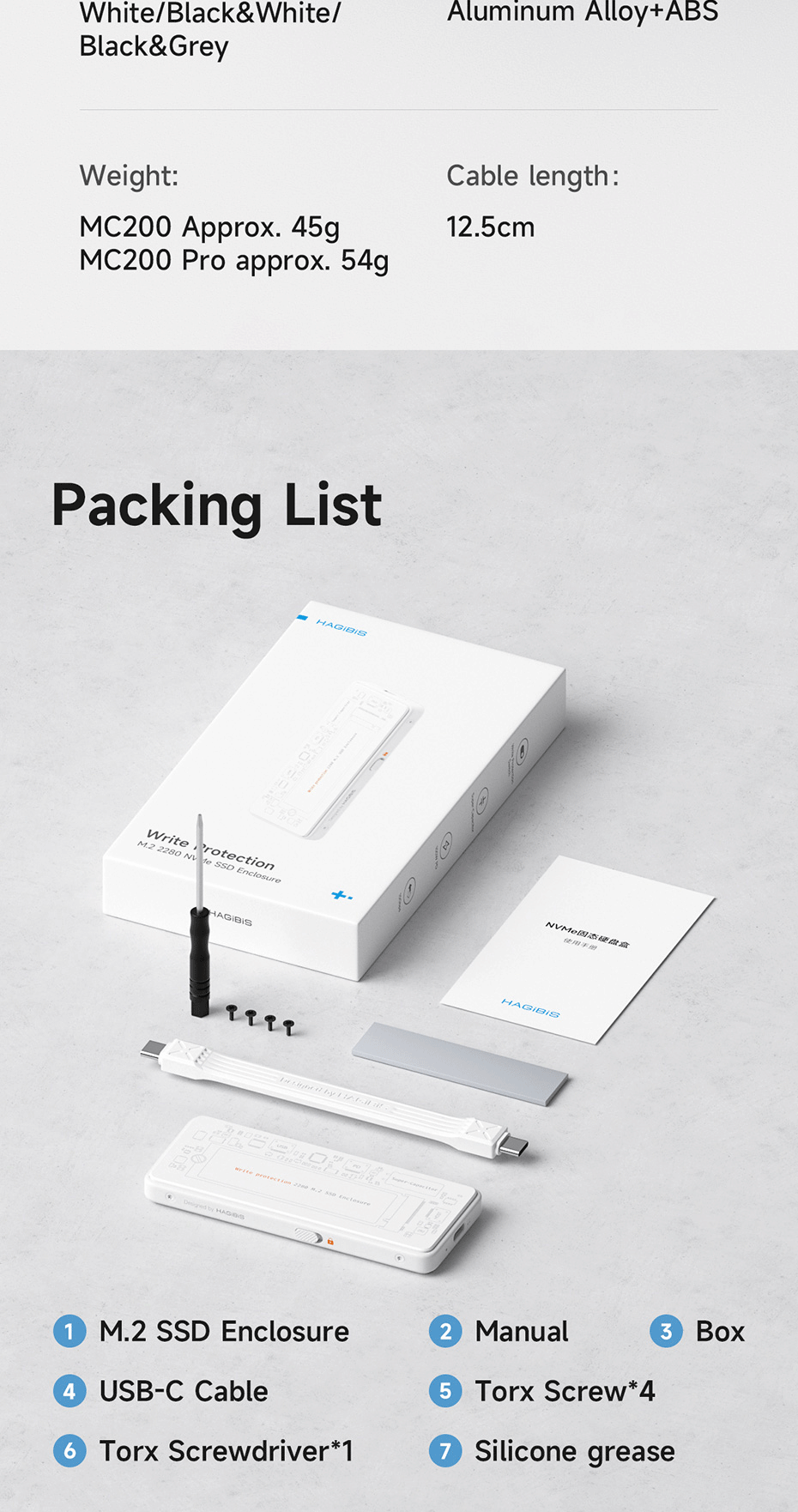 HAGiBiS USB C 3.2 Gen2 M.2 NVMe SSD Enclosure With PD USB 2.0 (100W ...