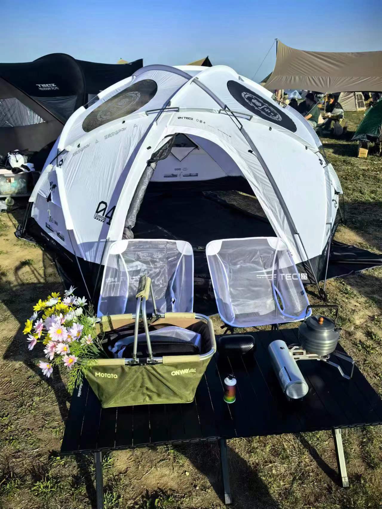 Outdoor Camping Tent, TECI PHI-4 Hemispherical Tent Portable Folding ...