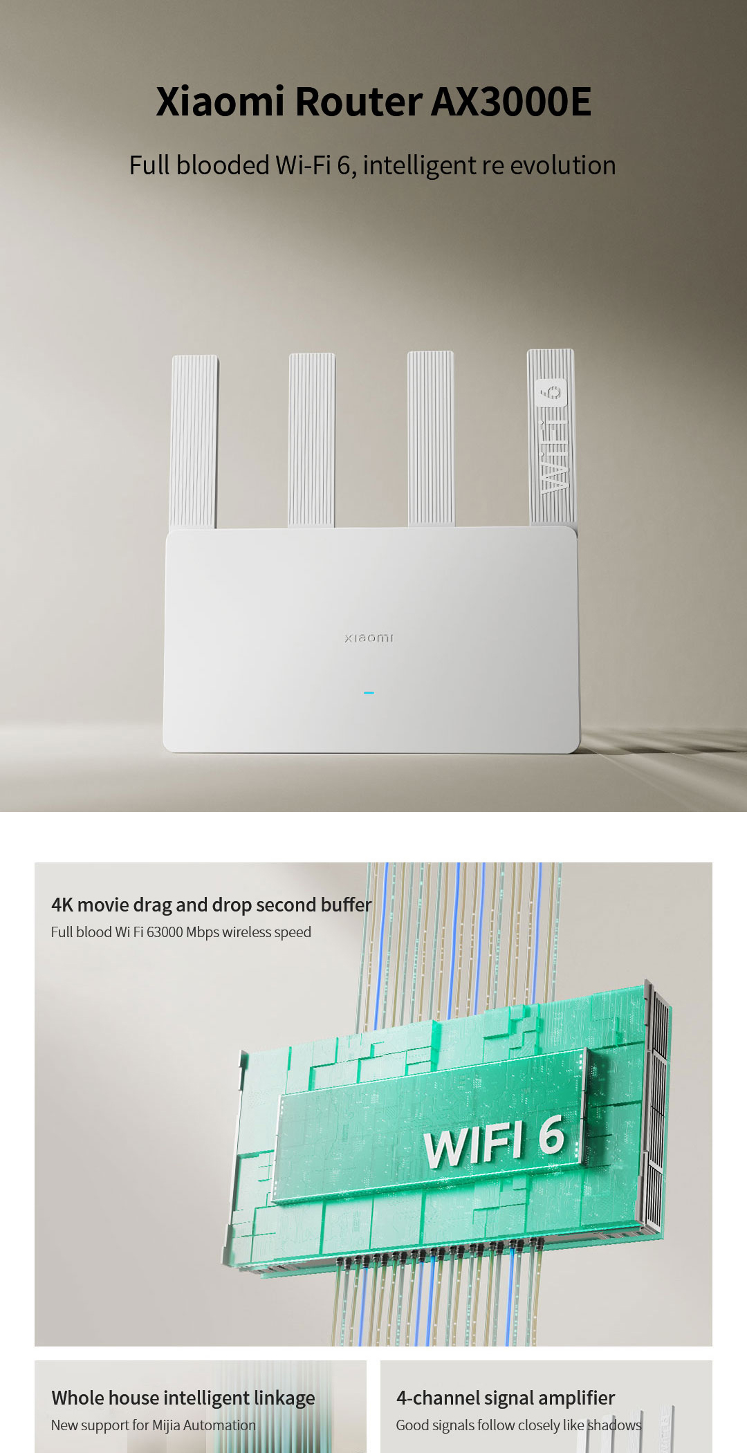 Xiaomi AX3000E Wi-Fi Router 3000Mbps Wireless Speed OFDMA Efficient ...