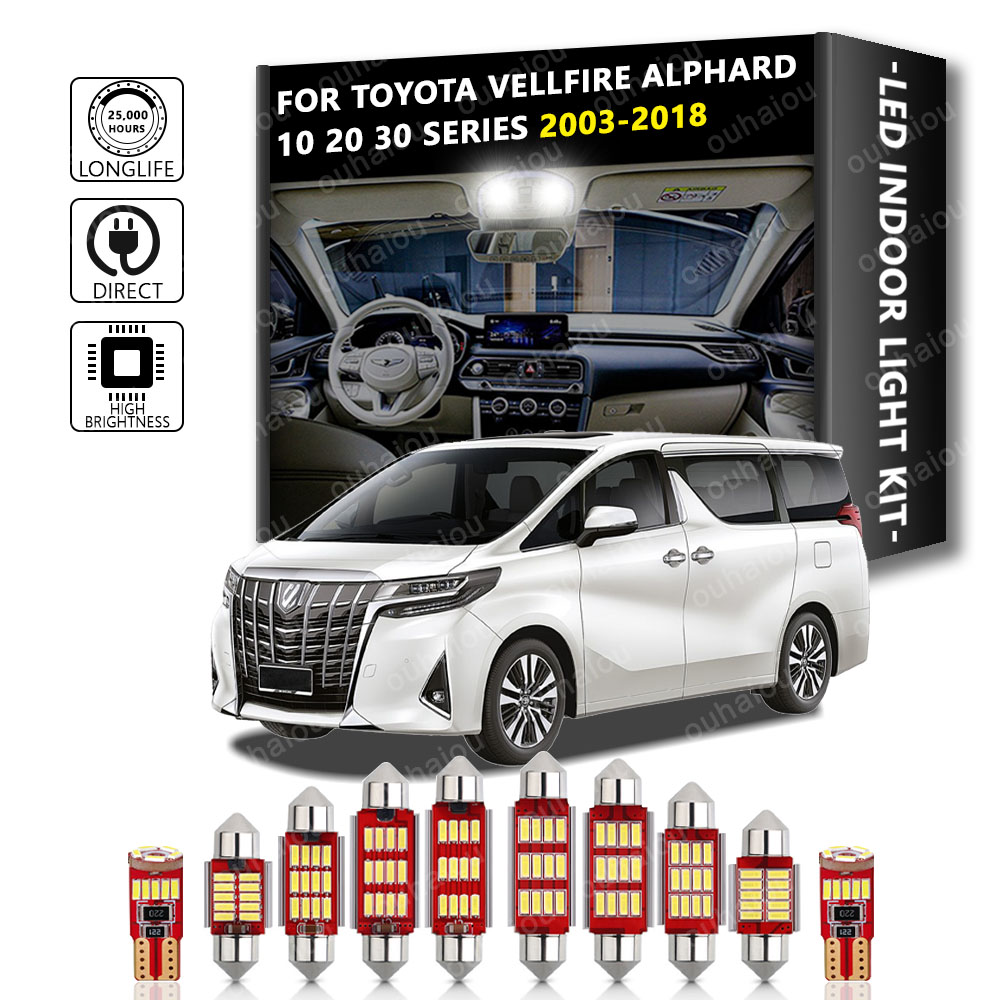 15pcs For Toyota Vellfire Alphard 10 20 30 Series 2003-2018 Canbus Car ...