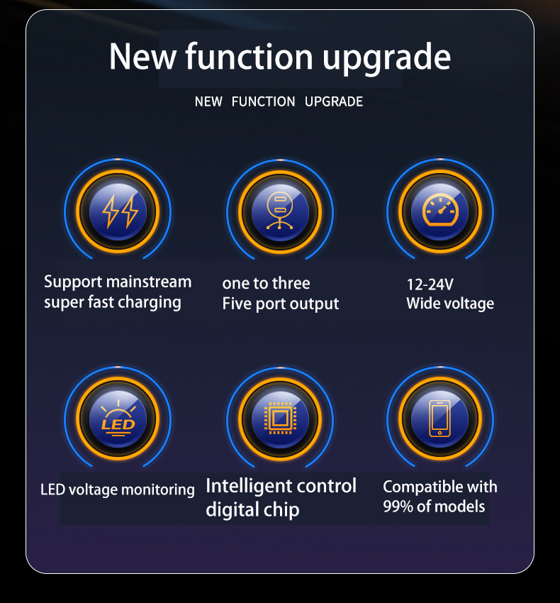 140W 6-in-1 Retractable Car Charger Mobile Phone Super Fast charge USB ...