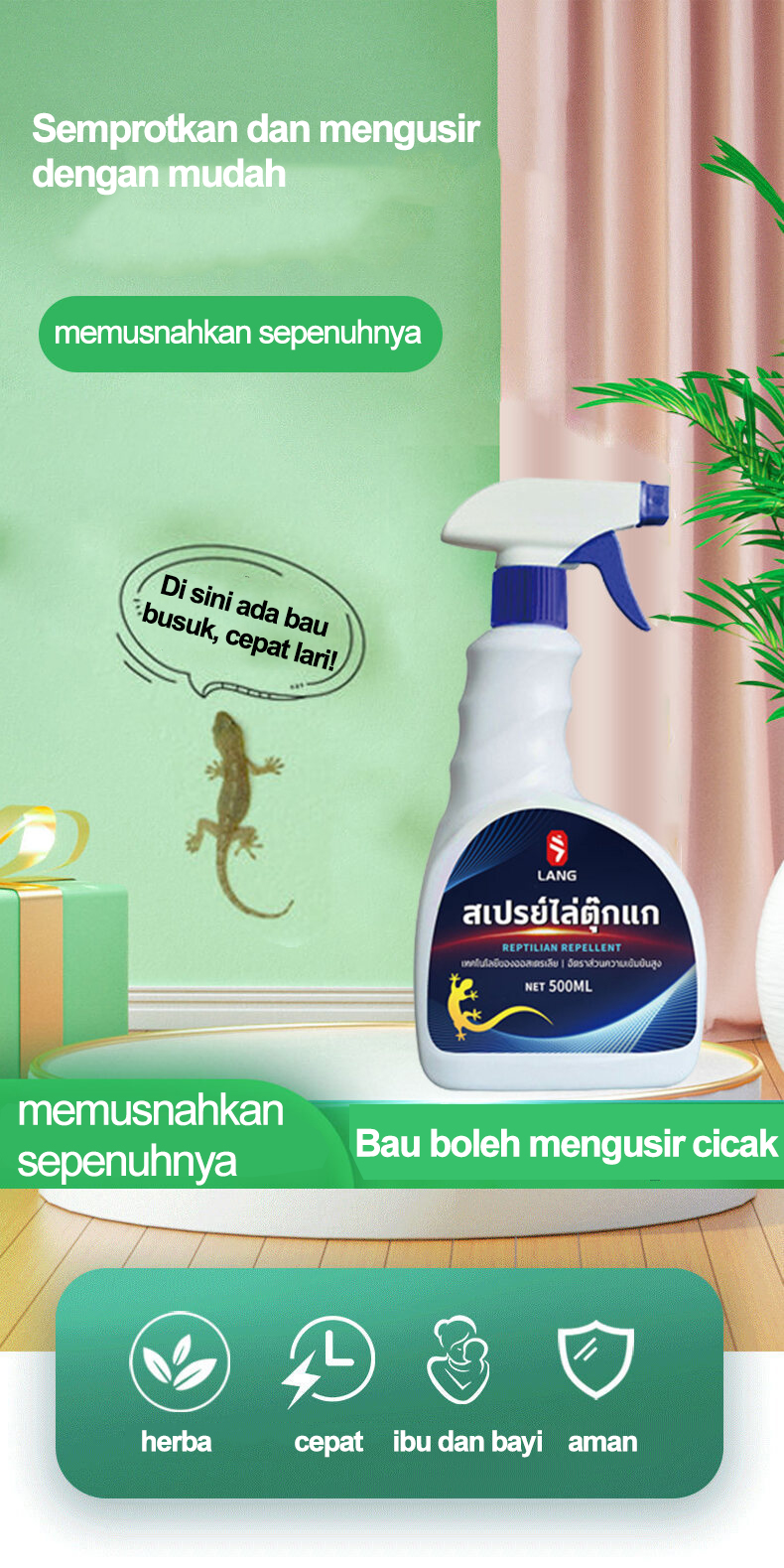 Power Insect Repellent Spray Cicak Lizard Lipas Lipan Anai-Anai Anti ...