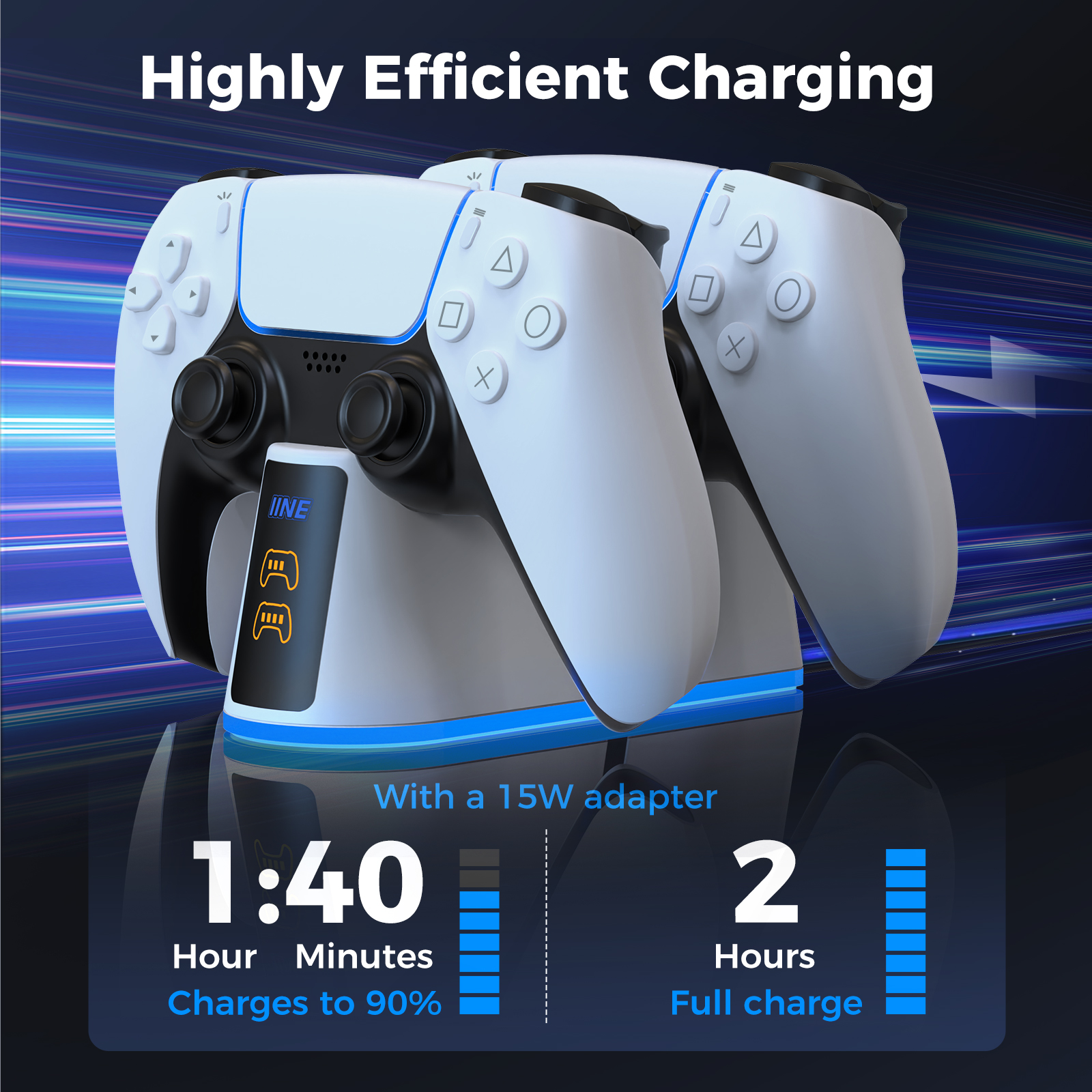 IINE PS5 Controller Dual Charging dock with Displayable Battery Level ...