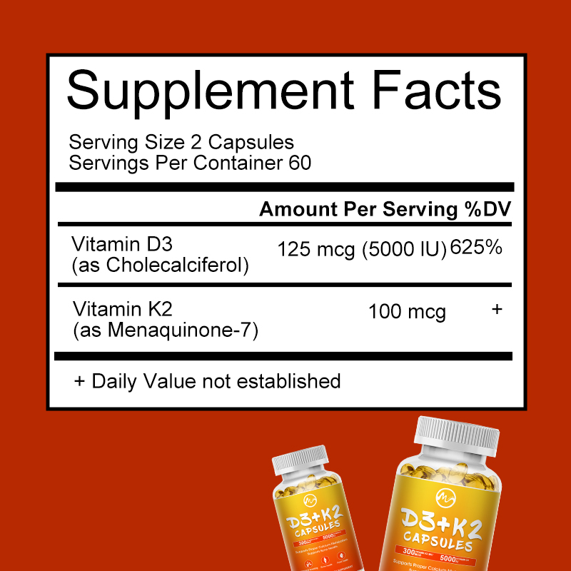 Minch Vitamin D3 K2 Supplement Bone and Heart Health Non-GMO Formula ...