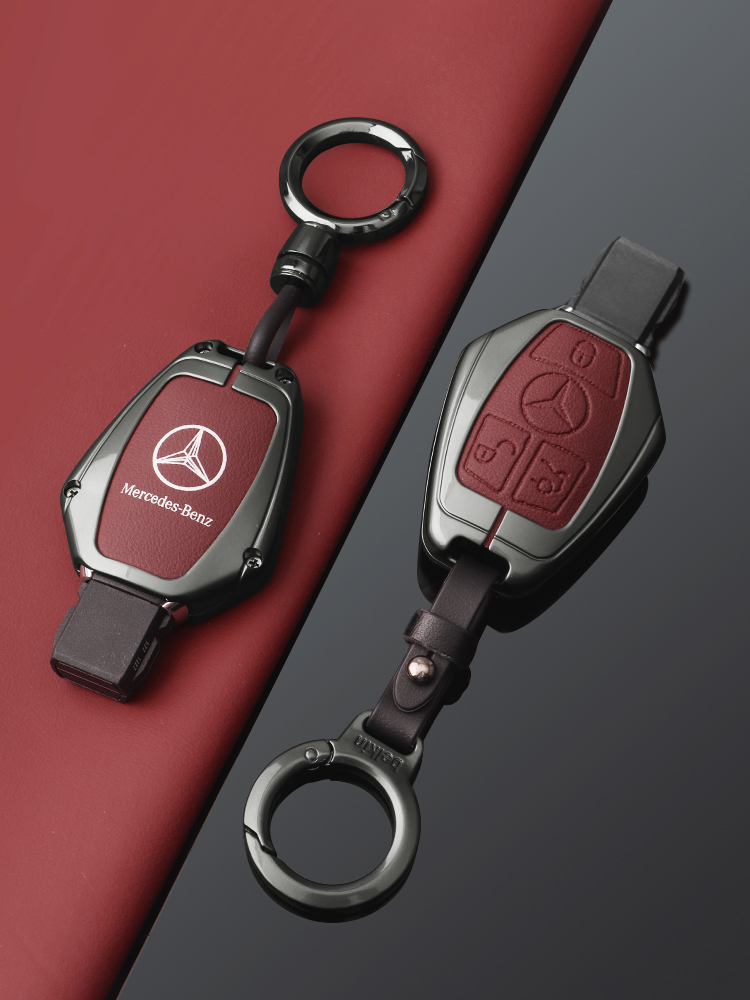 Leather Car Key Case For Mercedes Benz W203 W210 W211 W124 W202 W204 ...