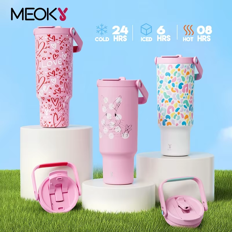 Meoky 40oz （1180ML）Tumbler with Handle, Stainless Steel Double Layer ...