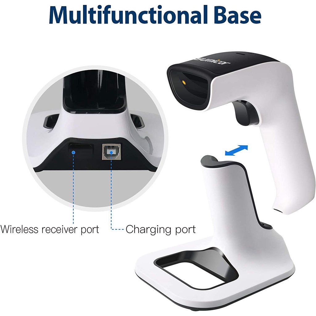 1D＆2D Bluetooth Wireless Barcode Scanner with Charging Stand, Cordless ...