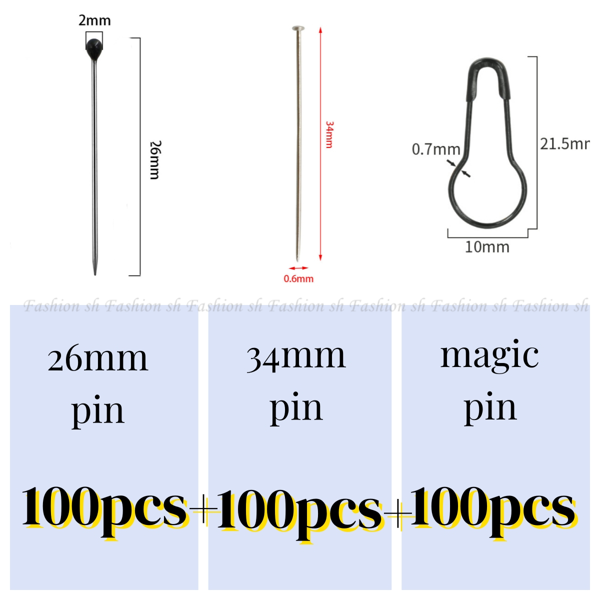 300 pcs/box Double sided openable box long needle pins and magic pin ...
