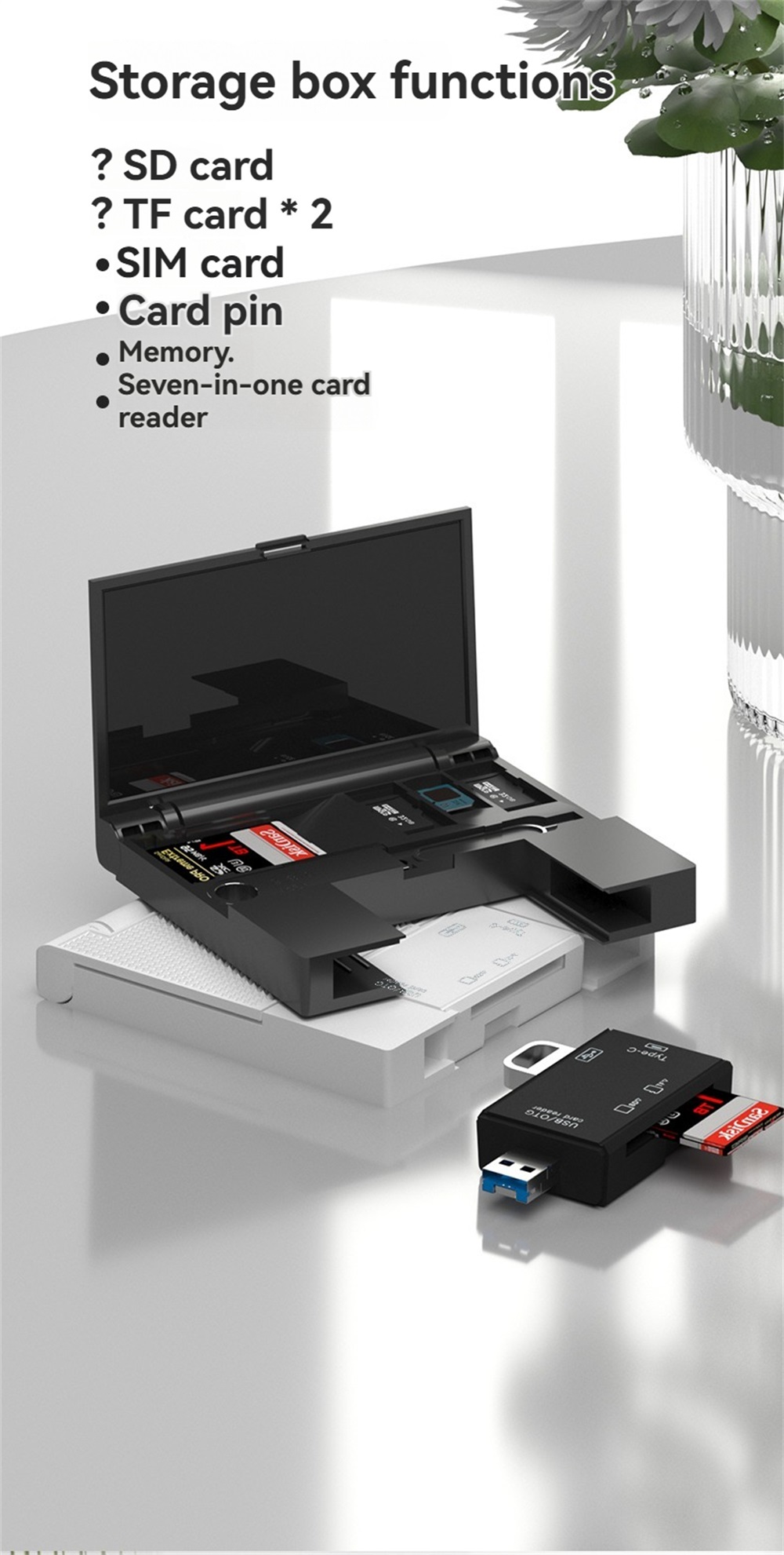 7-in-1 OTG Mobile Card Reader Storage Box Suitable for Type-C Android ...
