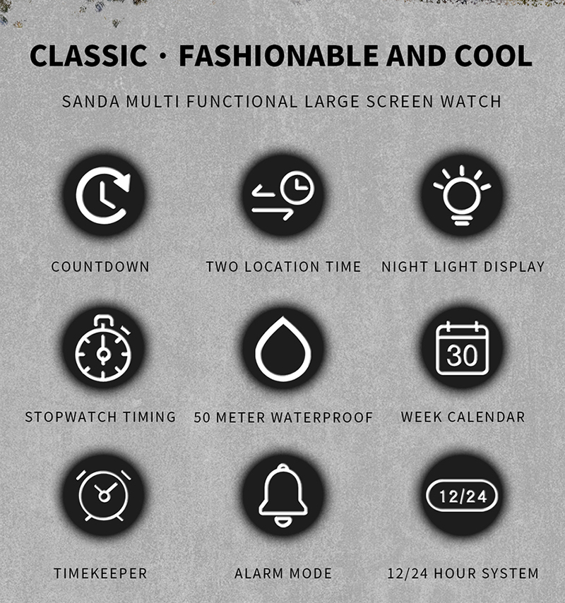 SANDA 6184/in stock Classic Style Chronograph Sports Multifunctional ...