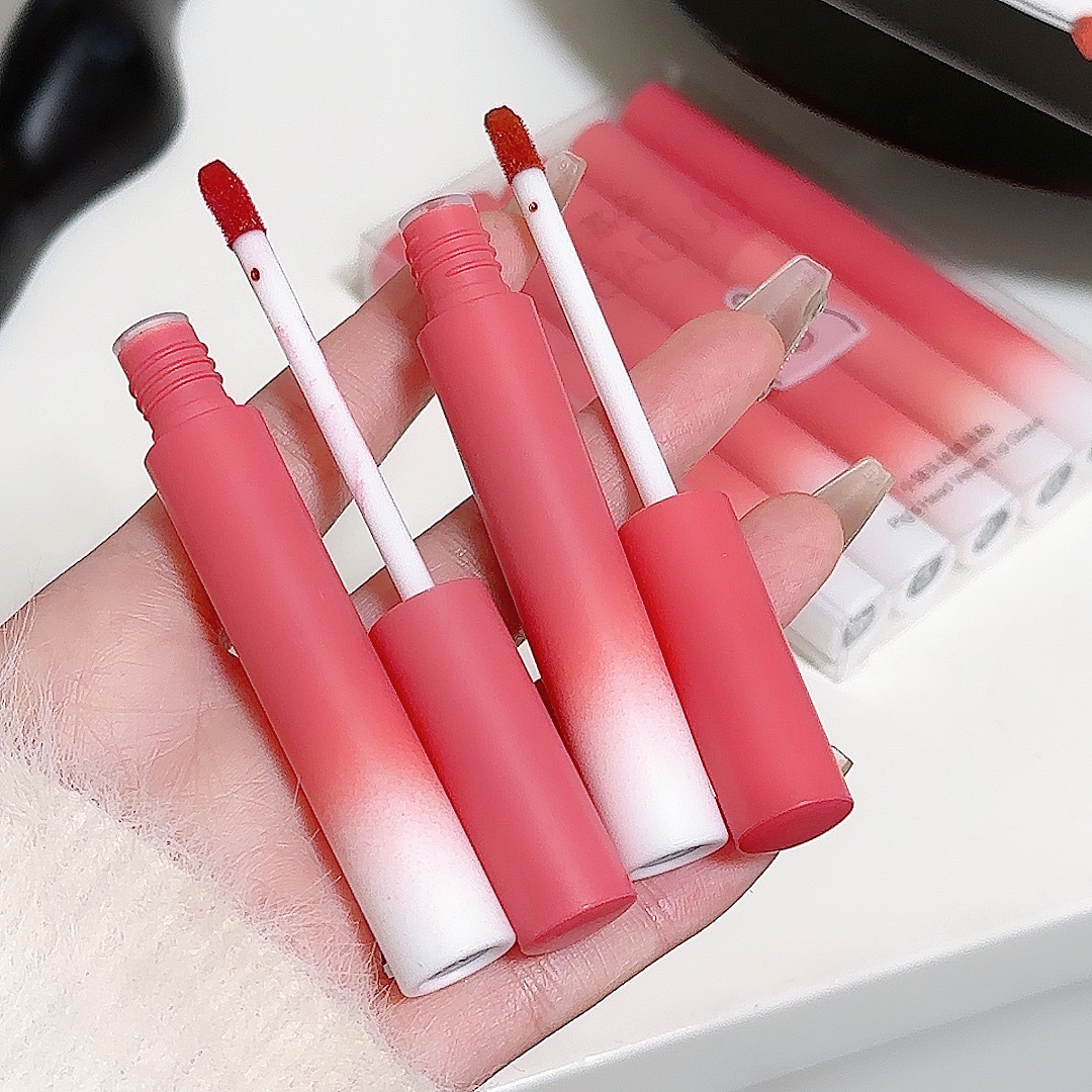 Newly upgraded set of 5 lip glazes —— Adorable pig head design, matte ...