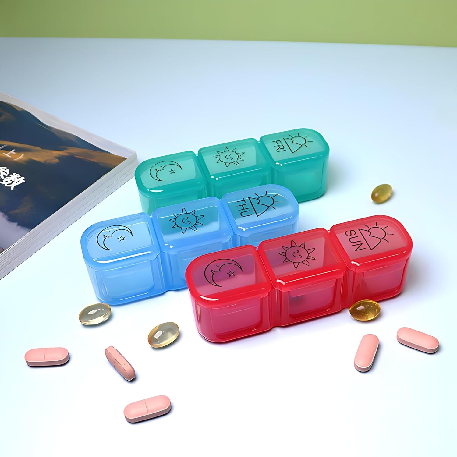Pill Organizer Storage Box 3 Times a Day 7 Day Easy to Carry Pill Case ...