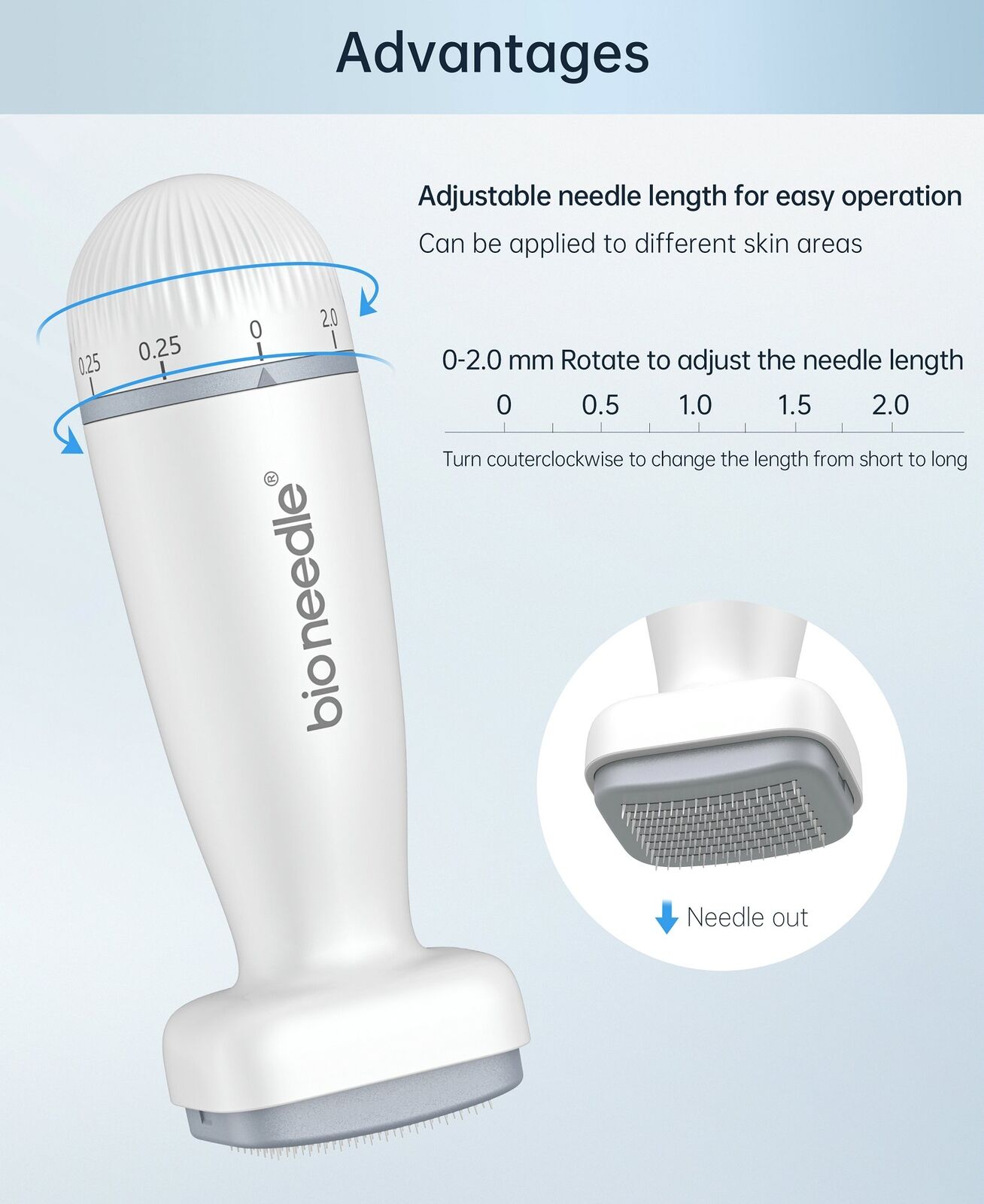 120Pin Bio Needle Derma Stamp Adjustable Needle Length Skincare Beard ...