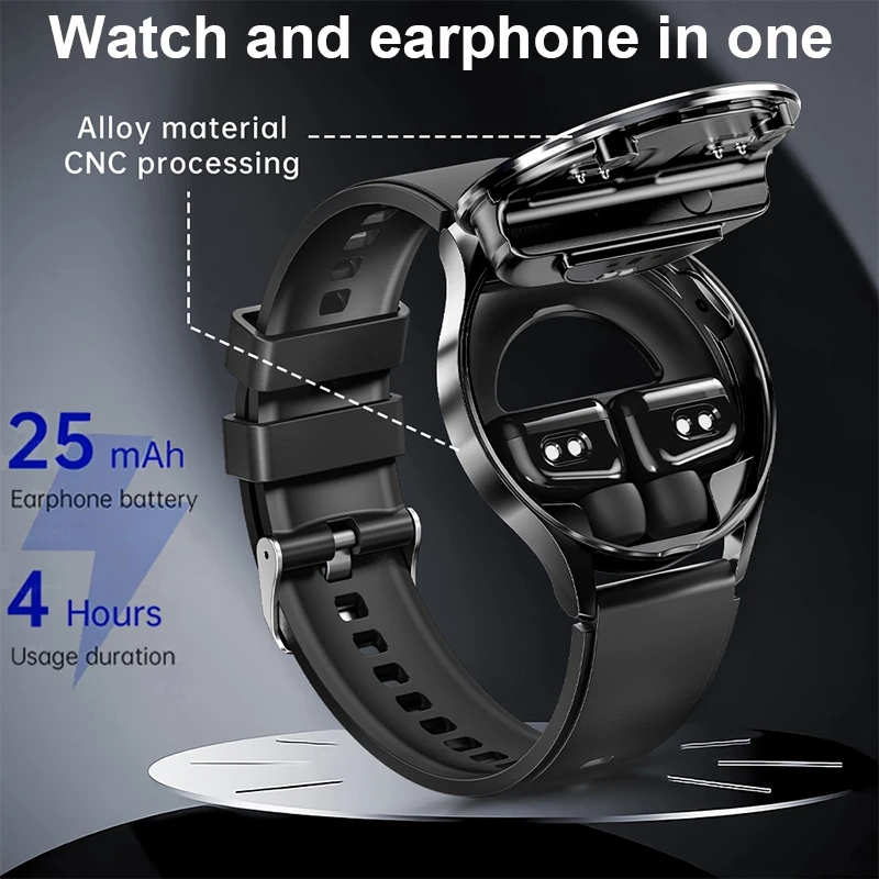 2024 New NFC TWS Music Talk Smartwatch Earphone 2 In 1 Men Smart Watch ...