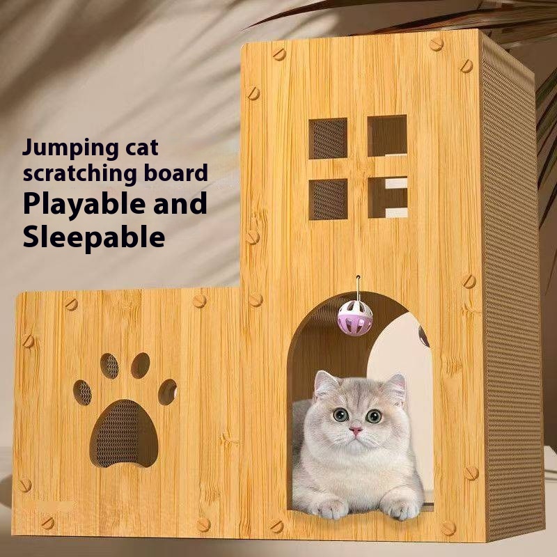 Vertical Cat Scratch Board Cat Litter Integrated Villa Double Layer ...