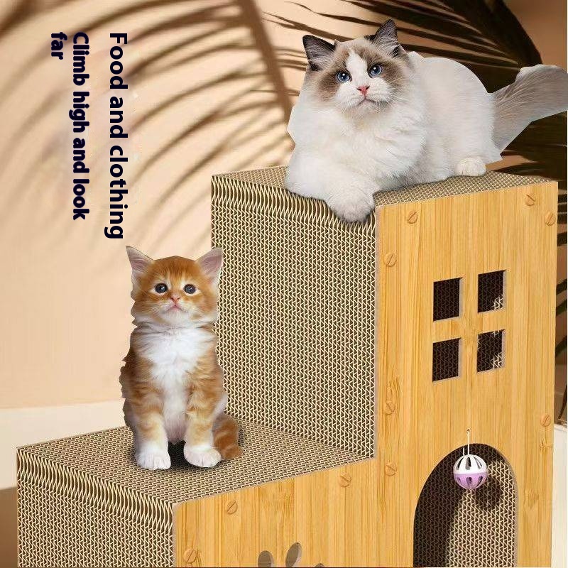 Vertical Cat Scratch Board Cat Litter Integrated Villa Double Layer ...