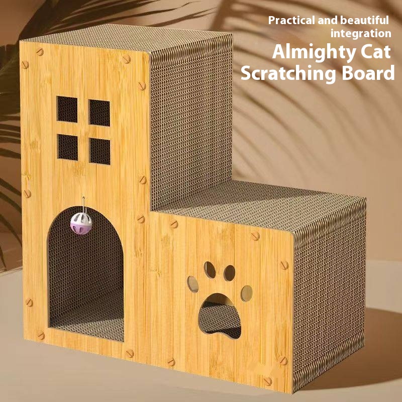 Vertical Cat Scratch Board Cat Litter Integrated Villa Double Layer ...