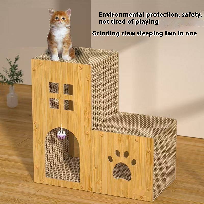 Vertical Cat Scratch Board Cat Litter Integrated Villa Double Layer ...