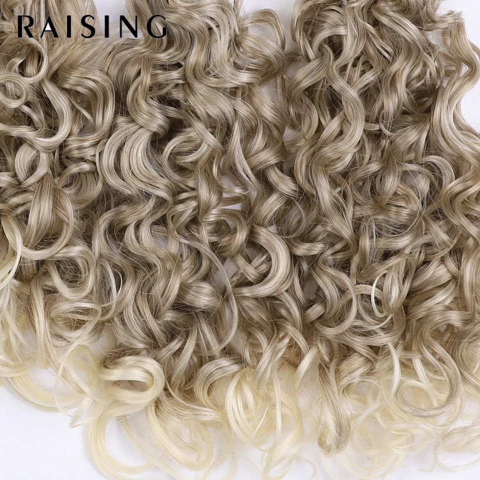 Raising Synthetic Deep Wave Hair Bundles 6 pcs 18 20 22 inch Ombre ...