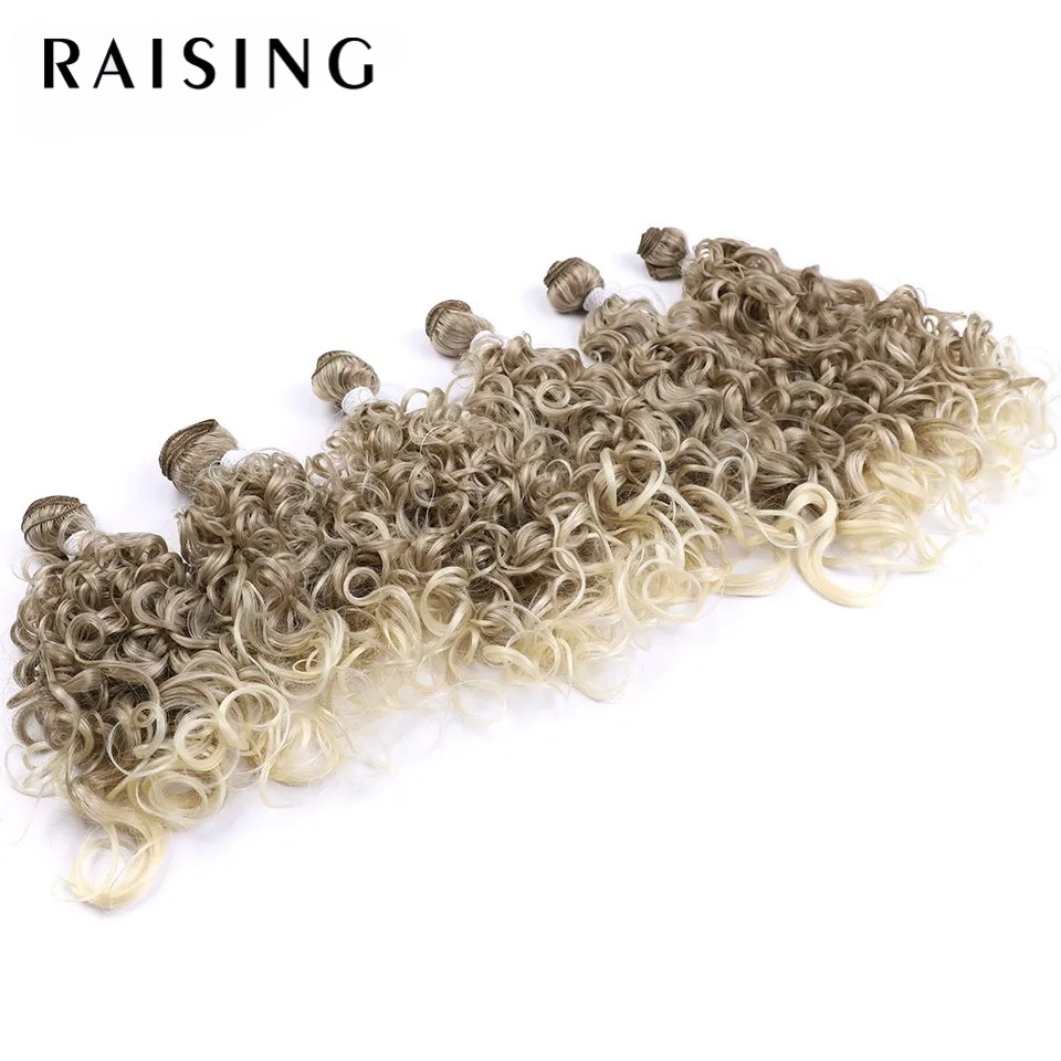 Raising Synthetic Deep Wave Hair Bundles 6 pcs 18 20 22 inch Ombre ...