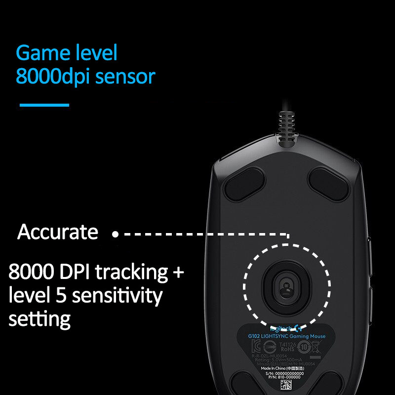 Logitech G102 Light Sync Gaming Mouse with Customizable RGB Lighting, 6 ...