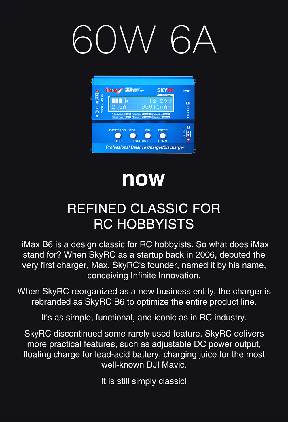 SKYRC IMAX B6 V2 6A 60W Balance Charger Discharger For NiMH NiCD LiHV NiCd Li-ion Battery ...