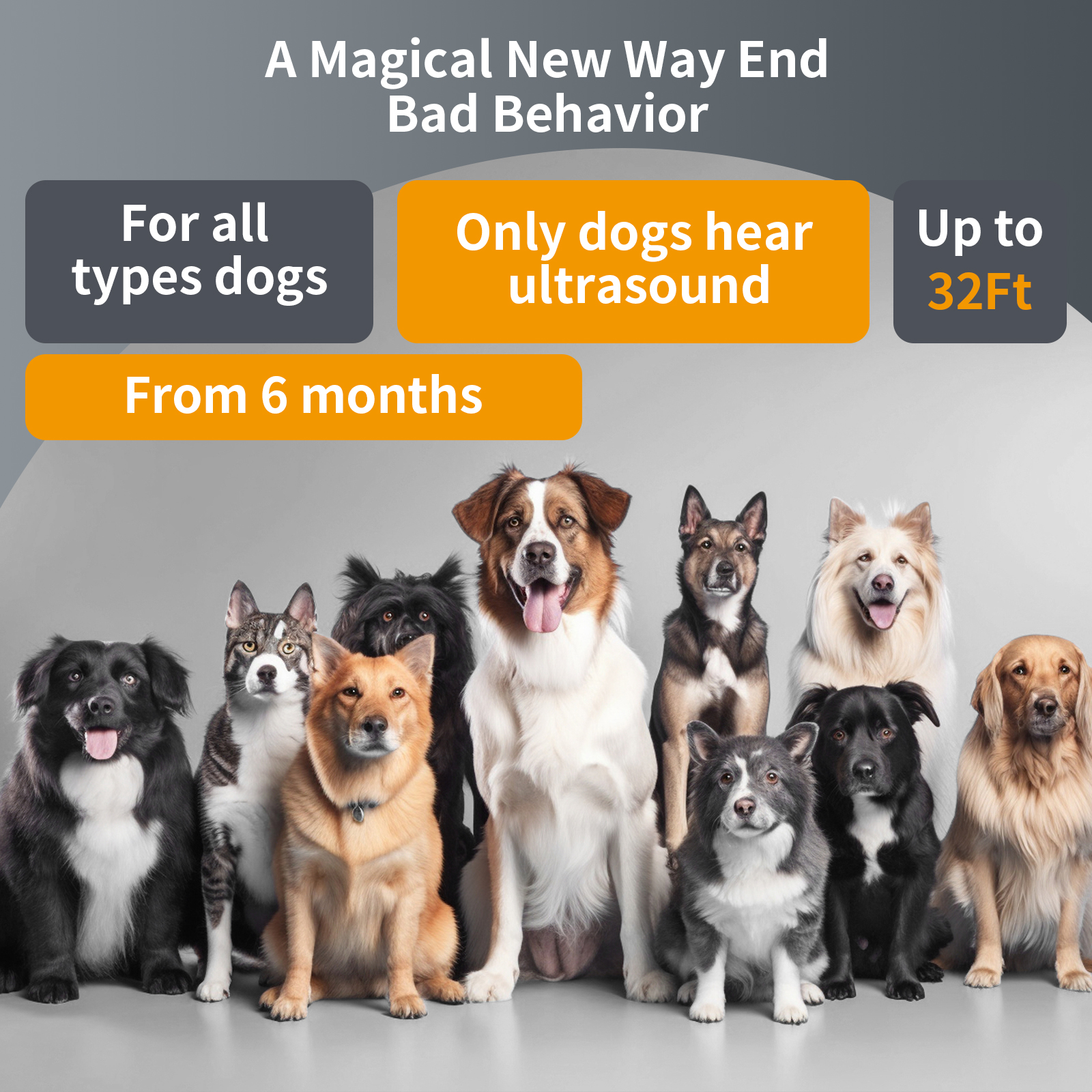 3 Ultrasonic Transmitter Dog Repeller, Stop Barker with Flashlight and ...