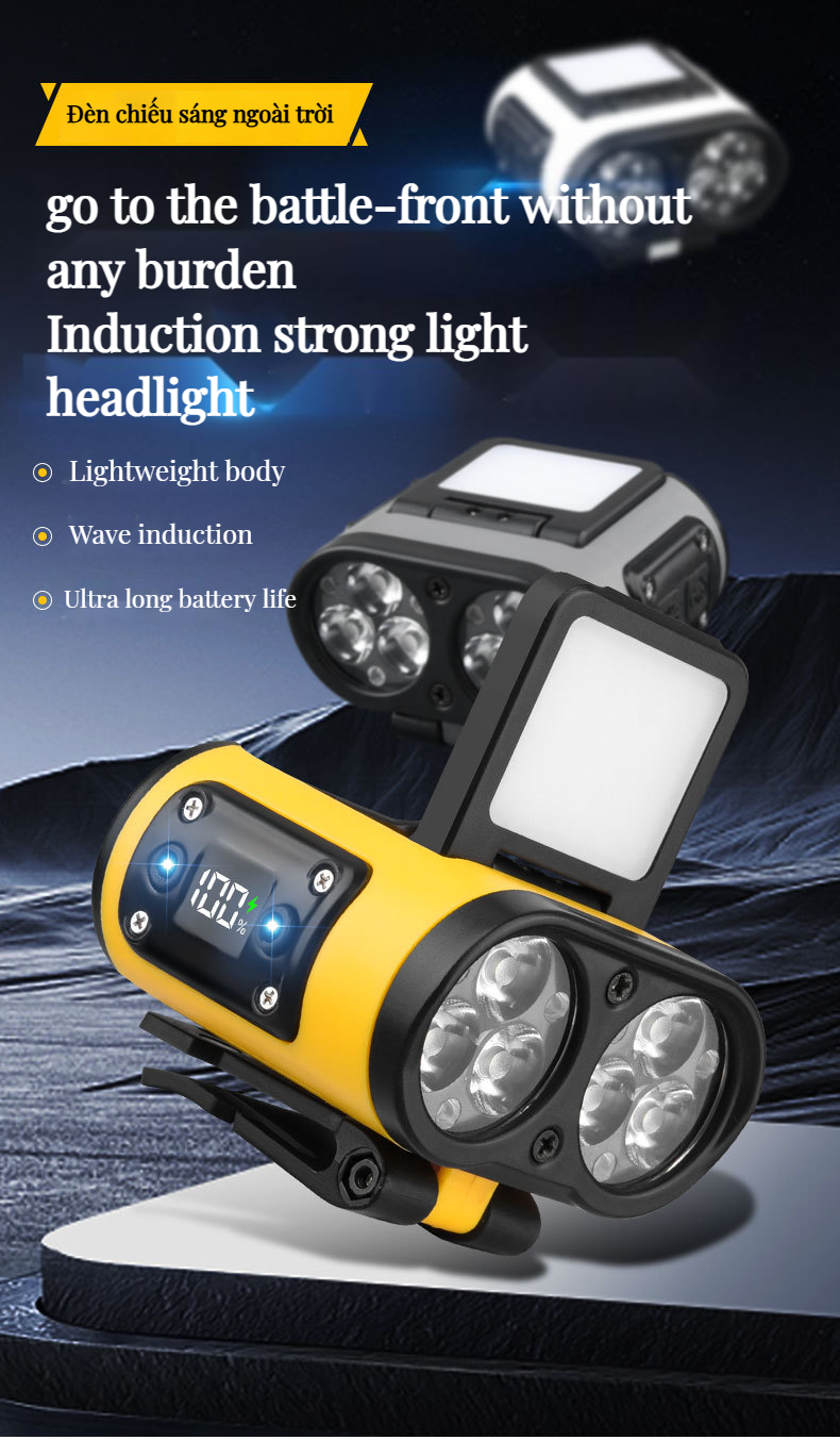 Upgraded outdoor multifunctional induction headlight with strong light ...