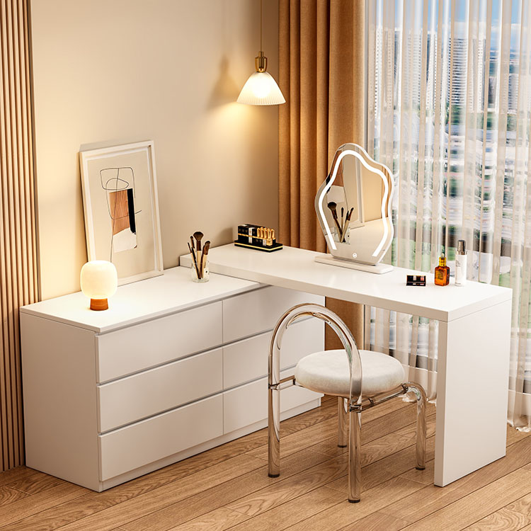 【ACC】Dressing Table With Drawer Retractable Table Makeup Table L Shape ...