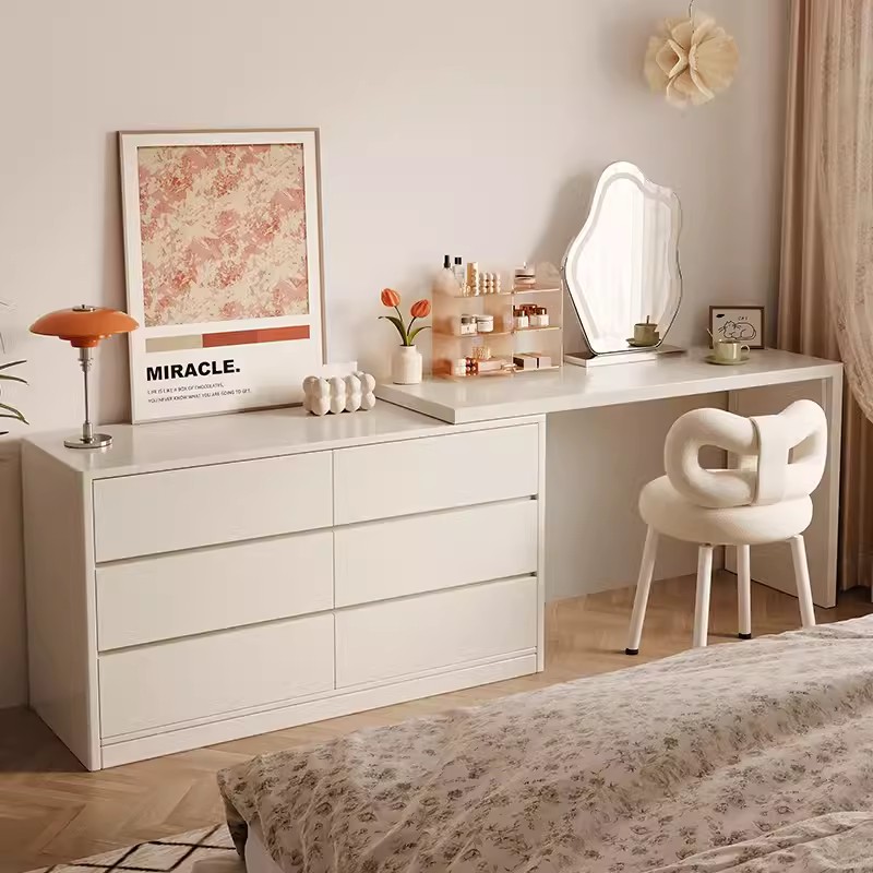 【ACC】Dressing Table With Drawer Retractable Table Makeup Table L Shape ...