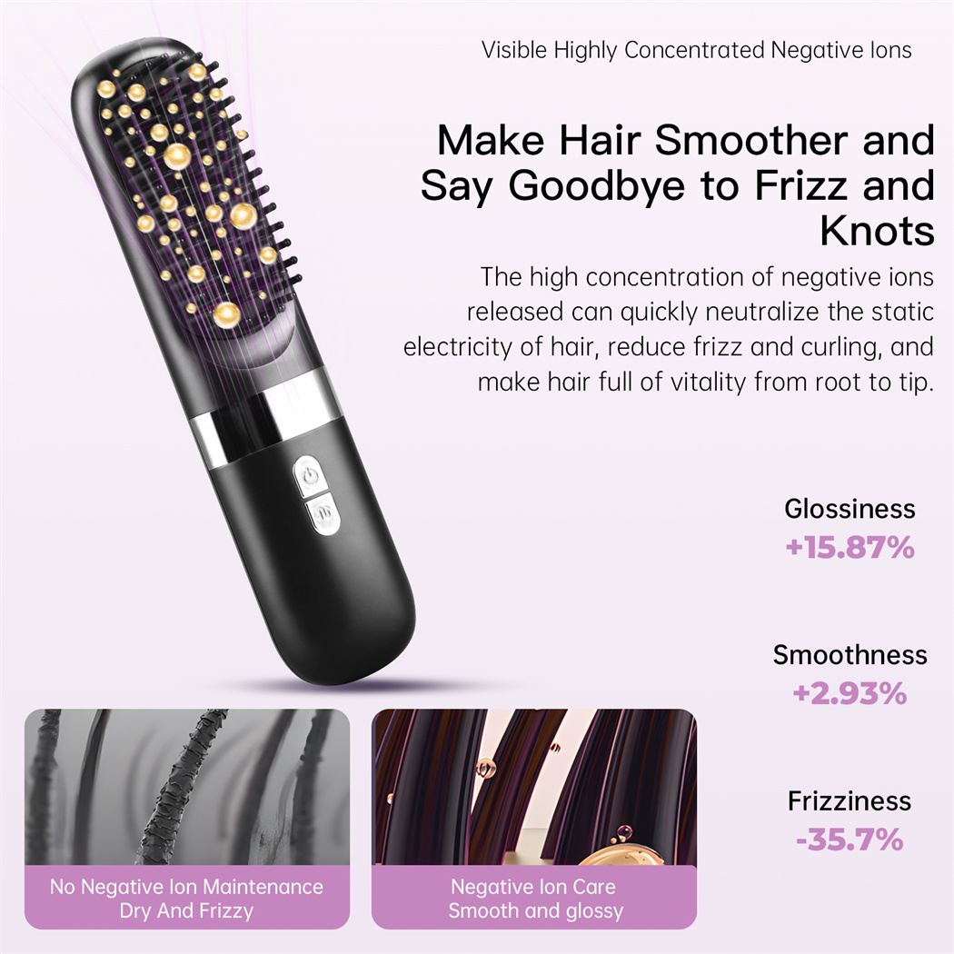 CkeyiN Straightener Comb Wireless Electric lonic Hair Women Electric ...