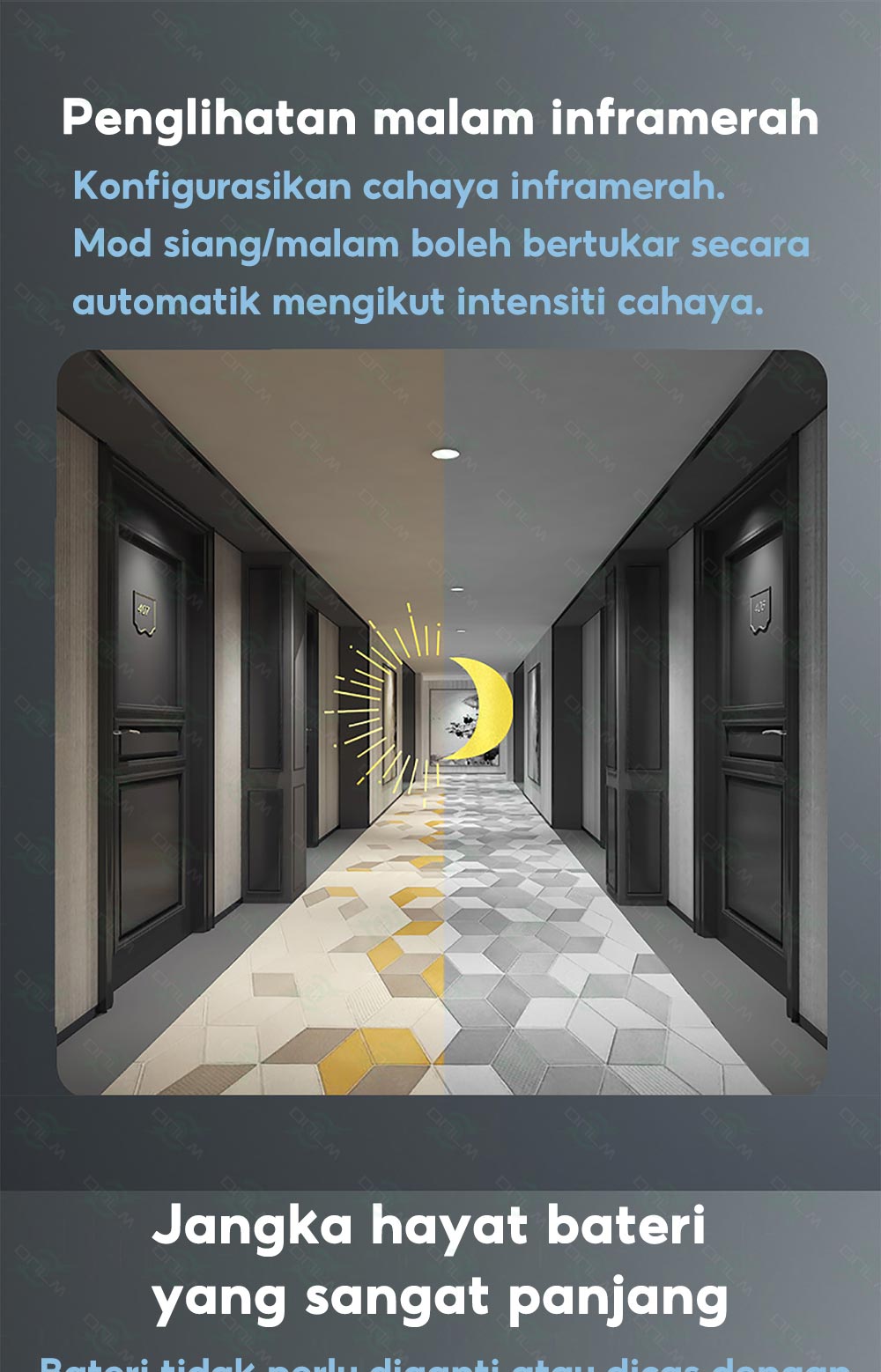 Kamera Pintu Bel Video WiFi Pintar dengan Chime, HD Pengesanan ...