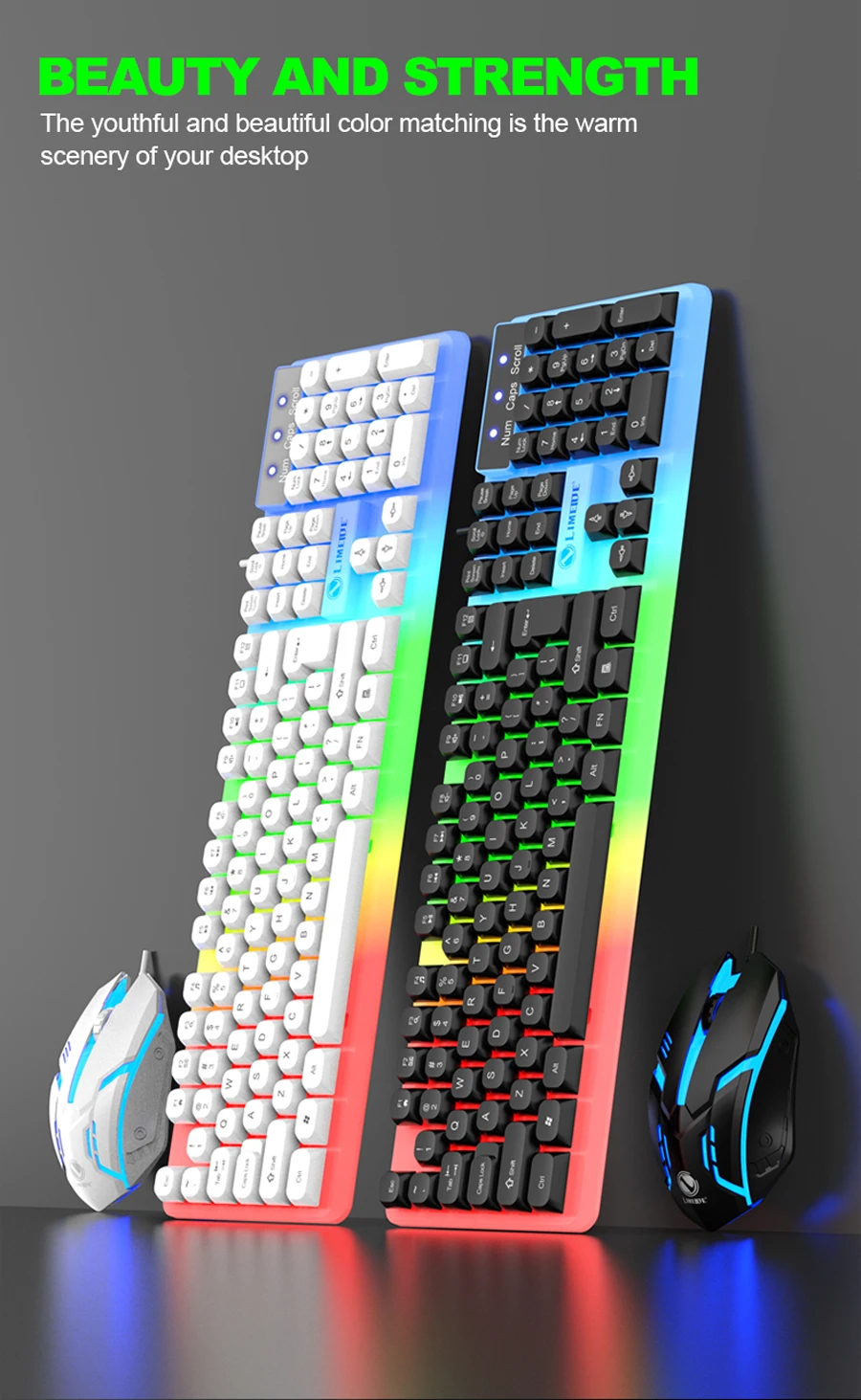 GTX350 Keyboard and Mouse Combos Suspended Backlight USB Wired Keyboard ...