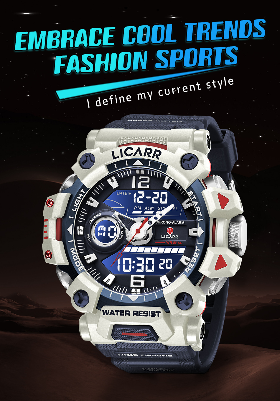 LICARR Original Brand Watch Casual Cool Trend Waterproof Fashion Men's ...