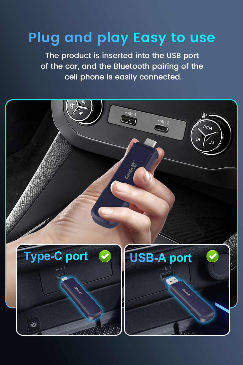 CarlinKit MINI SE Pro 2-in-1 Wireless CarPlay Wireless Android Auto ...