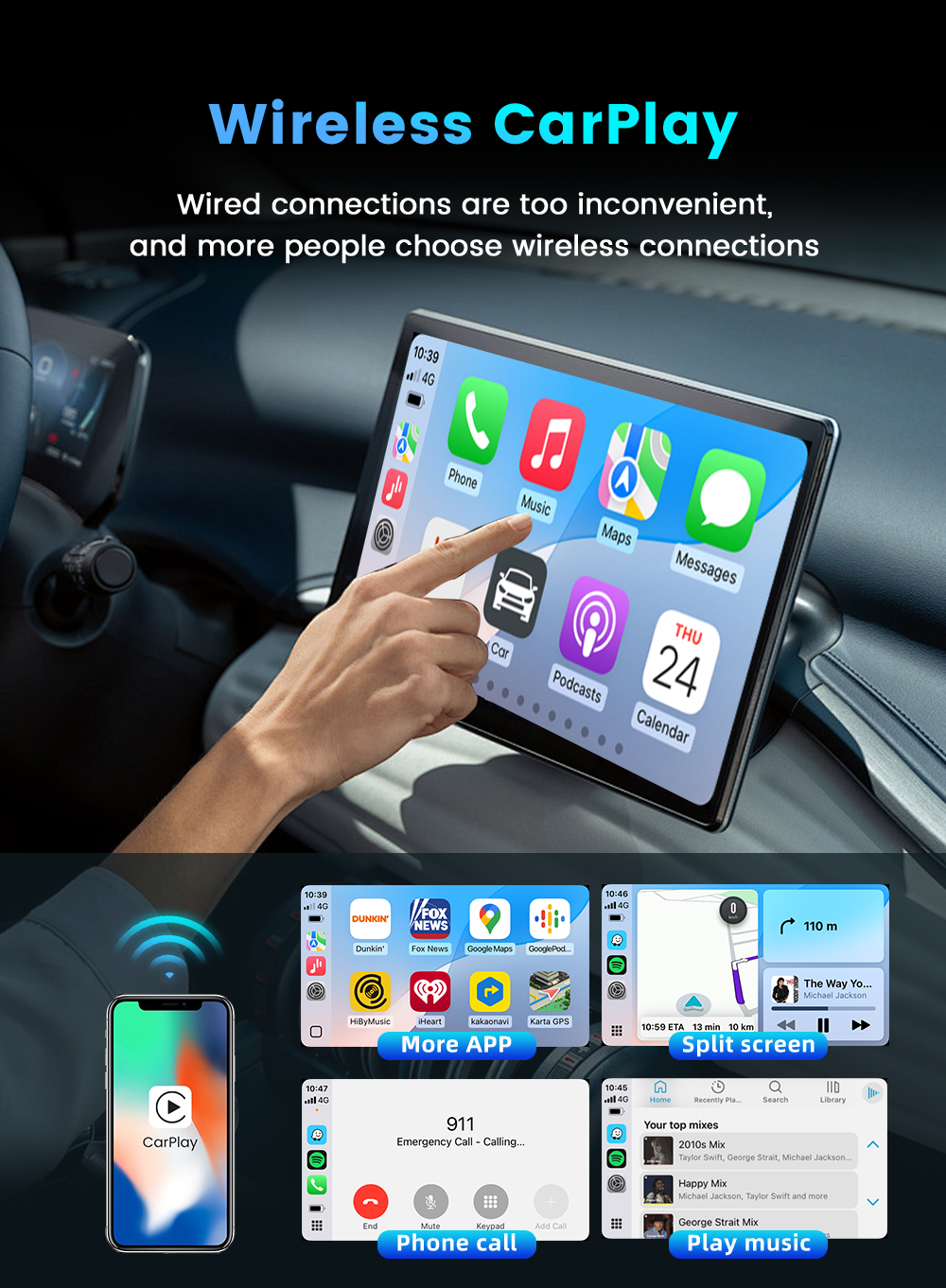 CarlinKit MINI SE Pro 2-in-1 Wireless CarPlay Wireless Android Auto ...