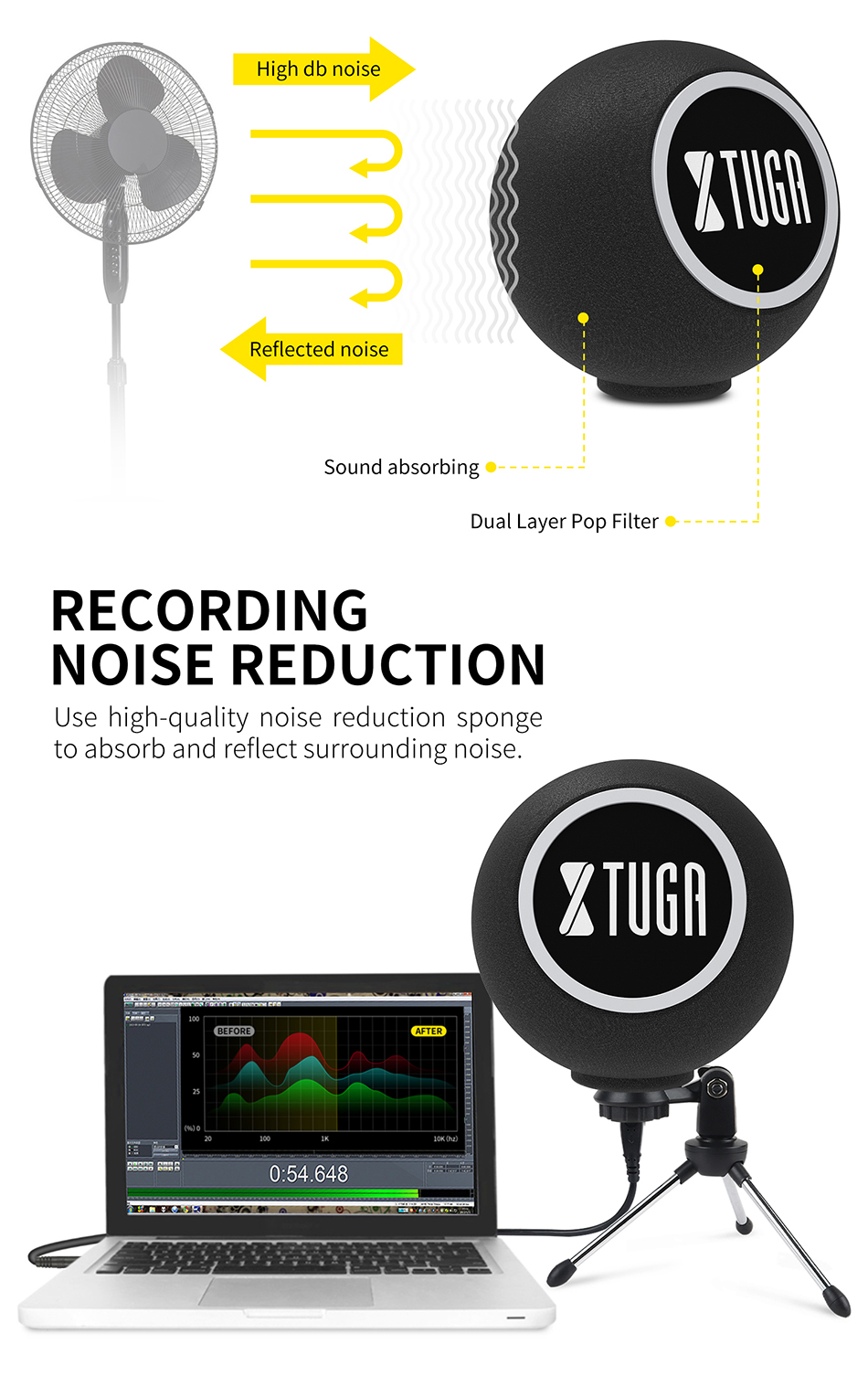 XTUGA CV-101 Professional Studio Mic Sound Insulation Screen Acoustic ...