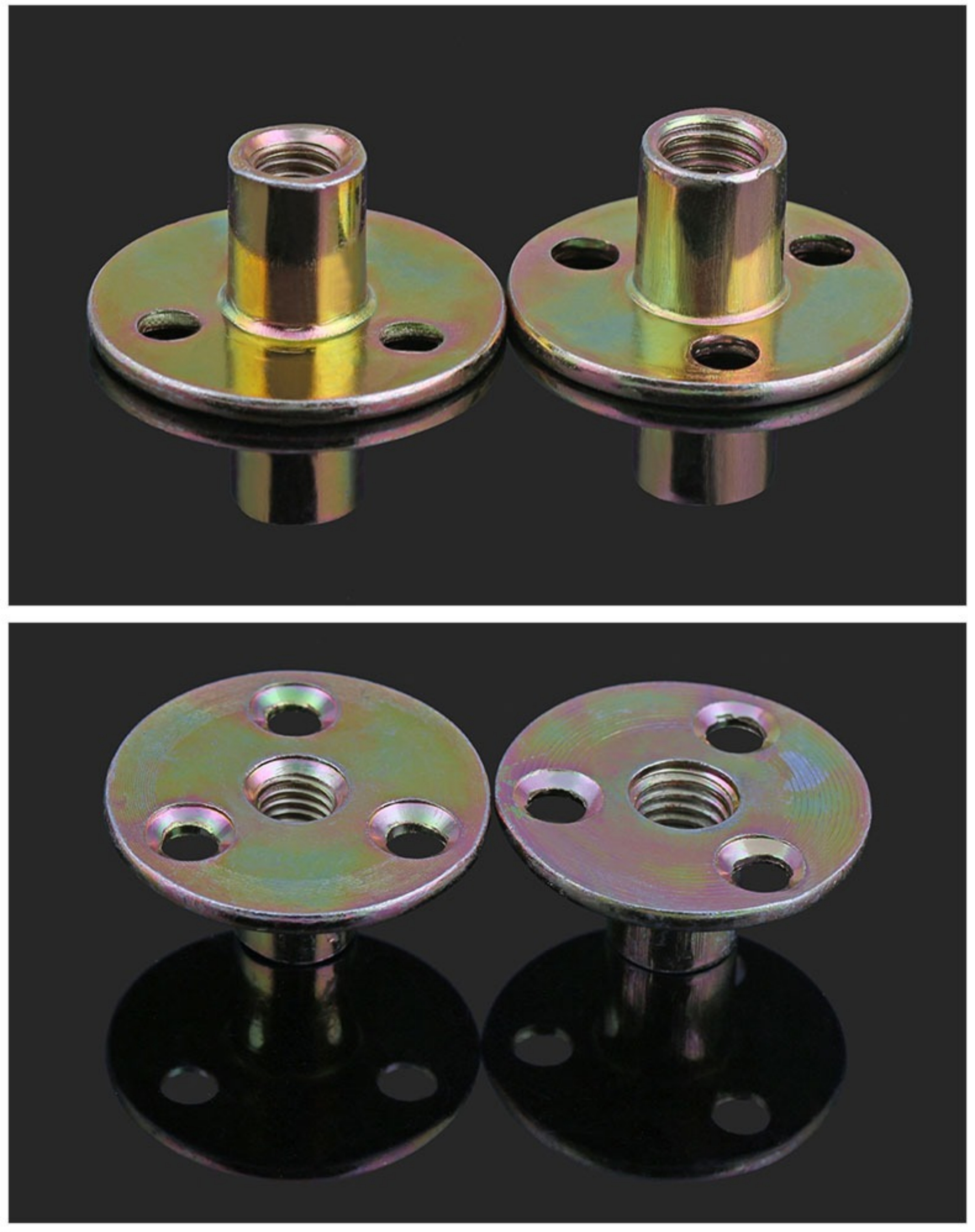 ((M8 M10) Iron Plate Nut Furniture Splint Pair Lock Nut Sofa Foot Locking Galvanized Three-Hole ...