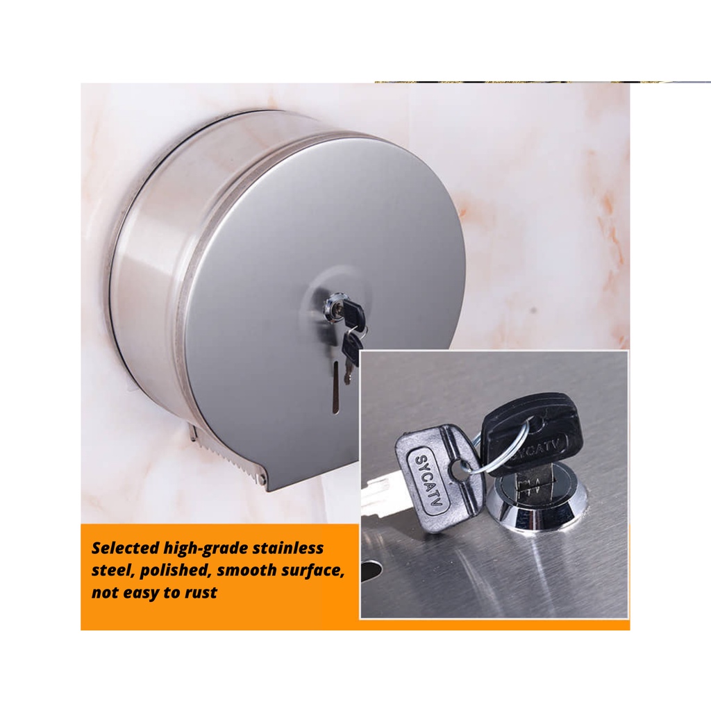 Stainless Steel Jumbo rolls dispenser with lock /Commercial tissue box ...